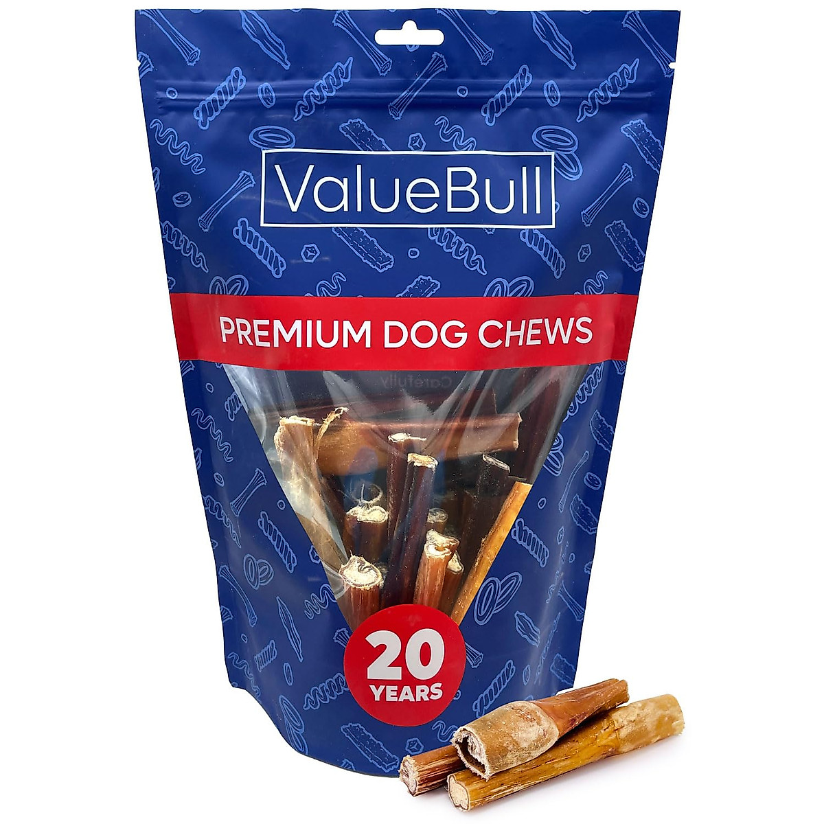 ValueBull Bully Sticks for Small Dogs, Thin 4-6 Inch, Varied Shapes, 50 Count - All Natural Dog Treats, 100% Beef Pizzles, Single Ingredient Rawhide Alternative