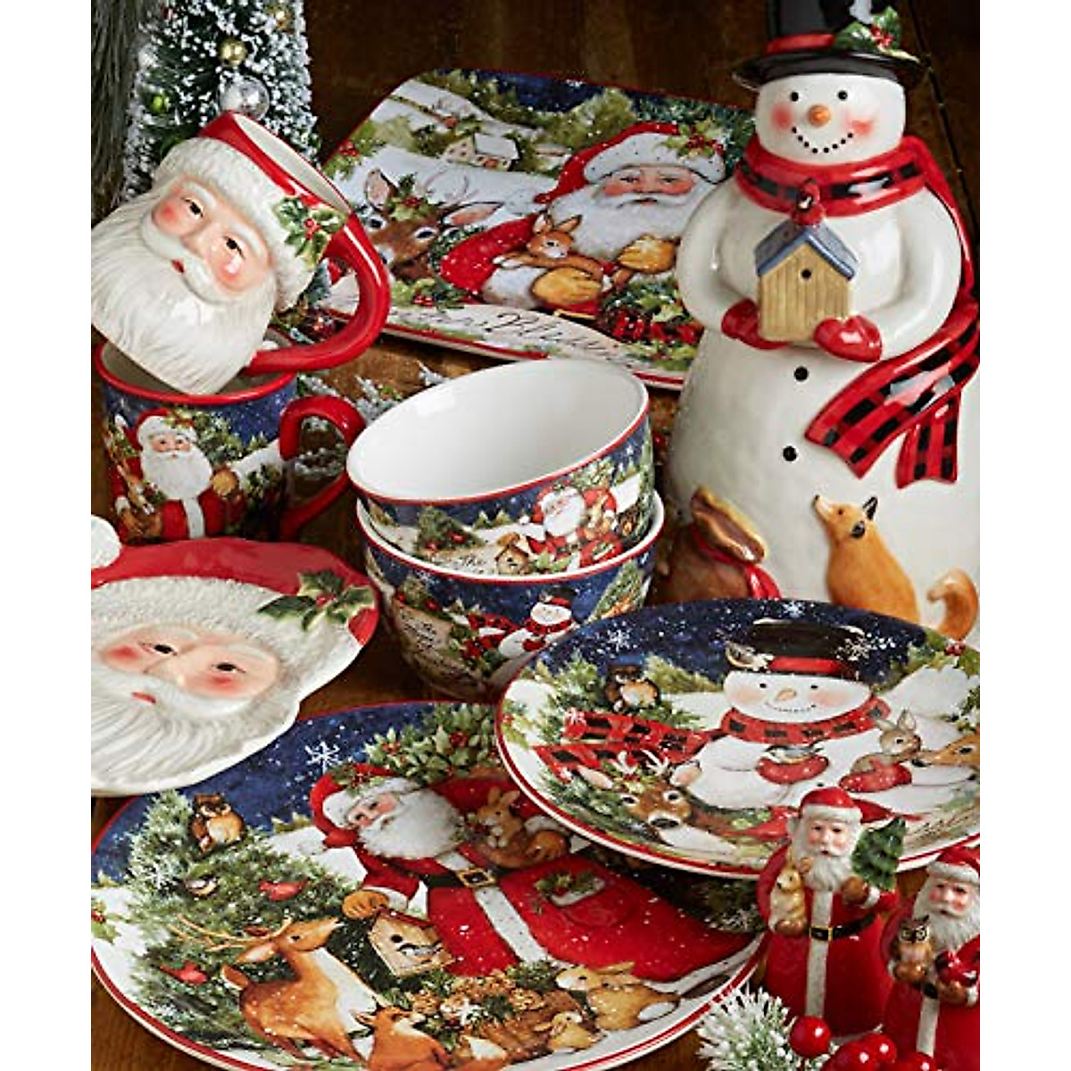 Certified International Magic of Christmas Santa 11" Dinner Plates, Set of 4, Multicolored