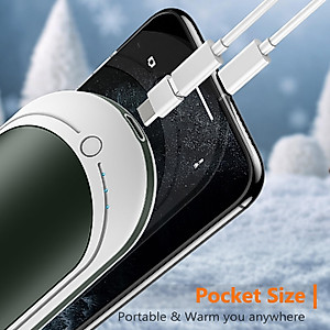 BESKAR Rechargeable Hand Warmer, 5200mAh Electric Handwarmer with 8Hrs Long Lasting Heating, Double-Sided Heating & USB Quick Charge, Portable Pocket Hand Warmer & Powerbank for Outdoor, Raynauds