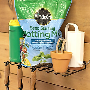 StoreYourBoard The Afton Laundry Room Shelf, Wire Shelving Wall Mounted, Hanging Hooks for Broom and Mop, Cleaning Supplies Shelf for Home and Garage, 17.5" x 9"