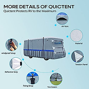 Quictent Upgraded Class C RV Cover, Extra-Thick 6-ply Camper Cover, Fits 26-29Ft Motorhome -Breathable Watertight Quick-Drying Rip-Stop Anti-UV with 2 Windproof Straps, 4 Tire Covers