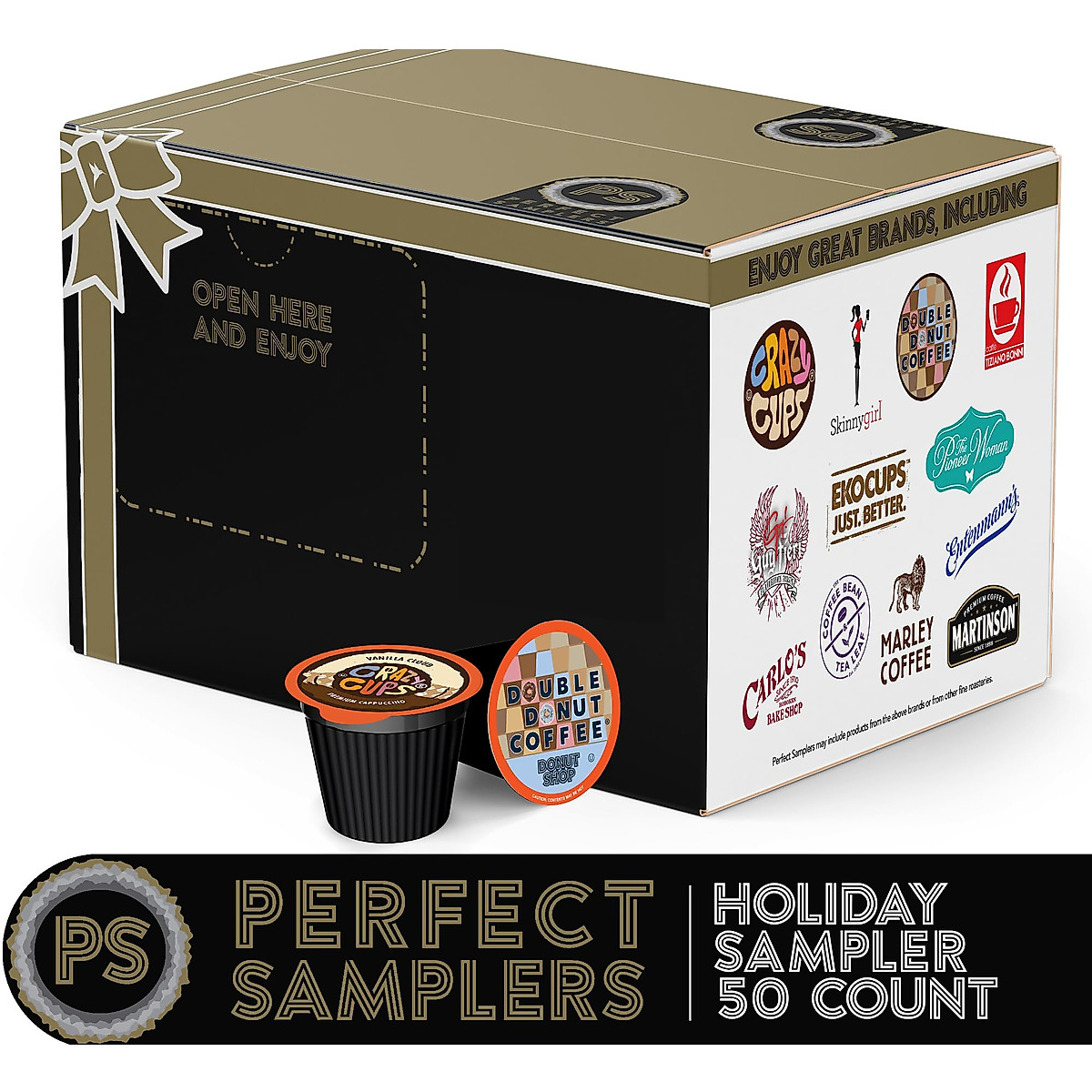 Perfect Samplers Tea Pods, Cider, Hot Chocolate, Cappuccino & Coffee Pods Variety Pack, Single Serve Coffee & K Pod Variety Pack for Keurig K Cups Brewers, Coffee Gift Set, 50 Count