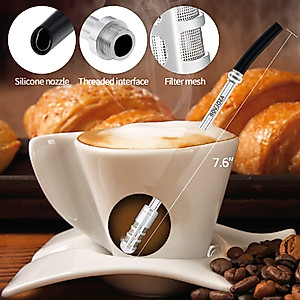 Reusable Straws Stainless Steel Straws Coffee Straw Filter Function Straw 7.6" Drinking Straw with Traveling Bags Easy to Carry & Clean for Tea, Coffee, Cocktails, Juice