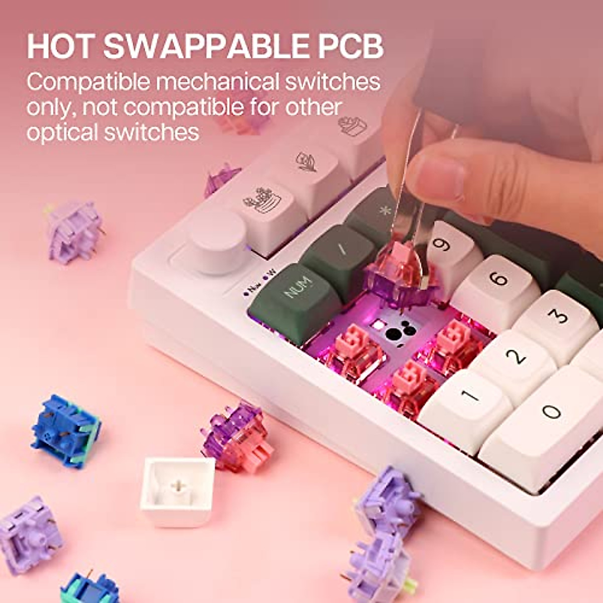 EPOMAKER FEKER JJK21 20 Keys Mechanical Numpad Kit, Gasket Mount Hot Swappable Bluetooth 5.0/2.4GHz/Wired Numeric Keypad with a Rotary Knob, 1500mAh Battery, Compatible with 3/5Pin Switches