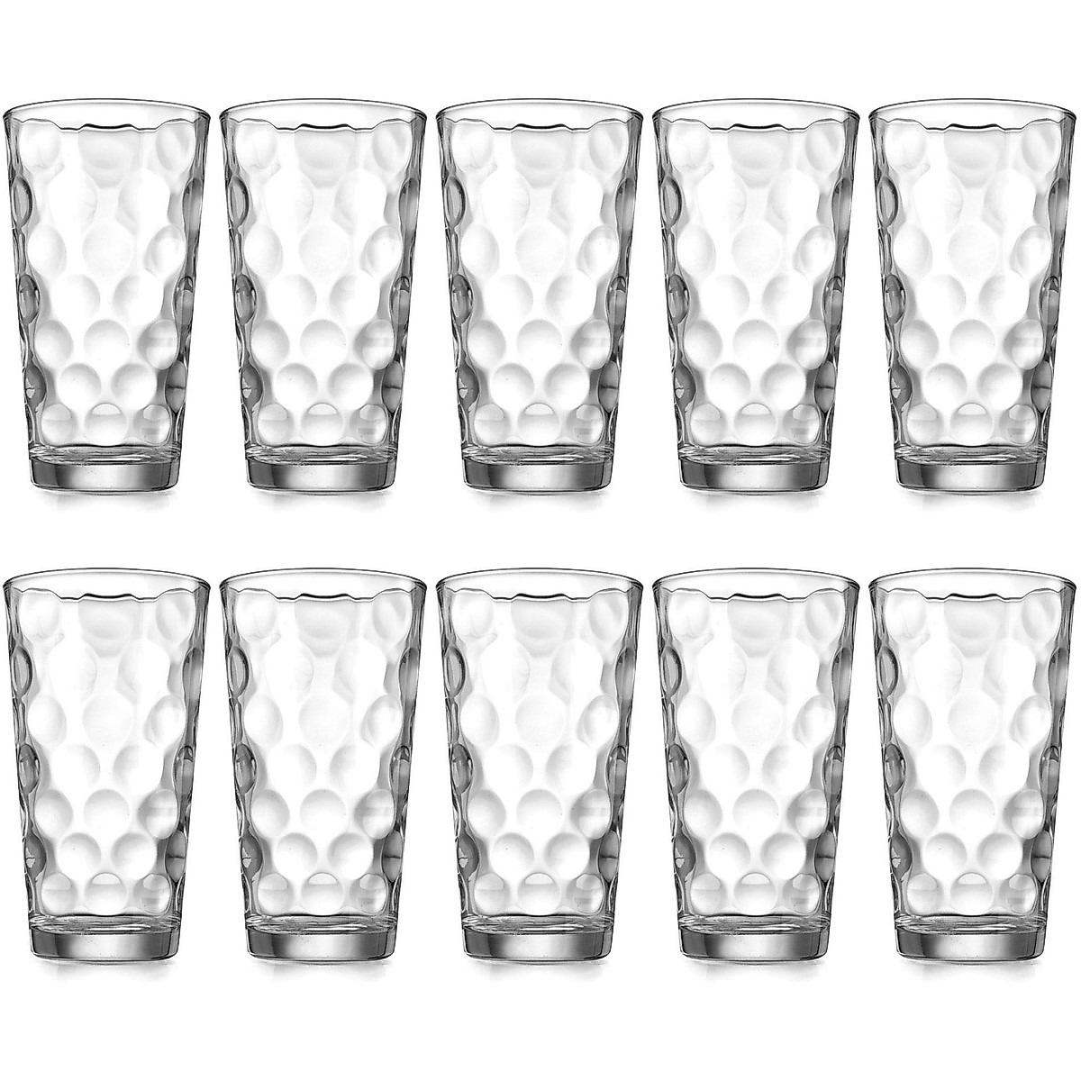 Lumientti Highball Glasses Set of 10-17oz | Durable & Attractive Highball Drinking Glasses With Heavy Base- Lead-Free Tall Bar Glass Set for Water, Juice, Wine, Beer & Cocktail - Dishwasher Safe