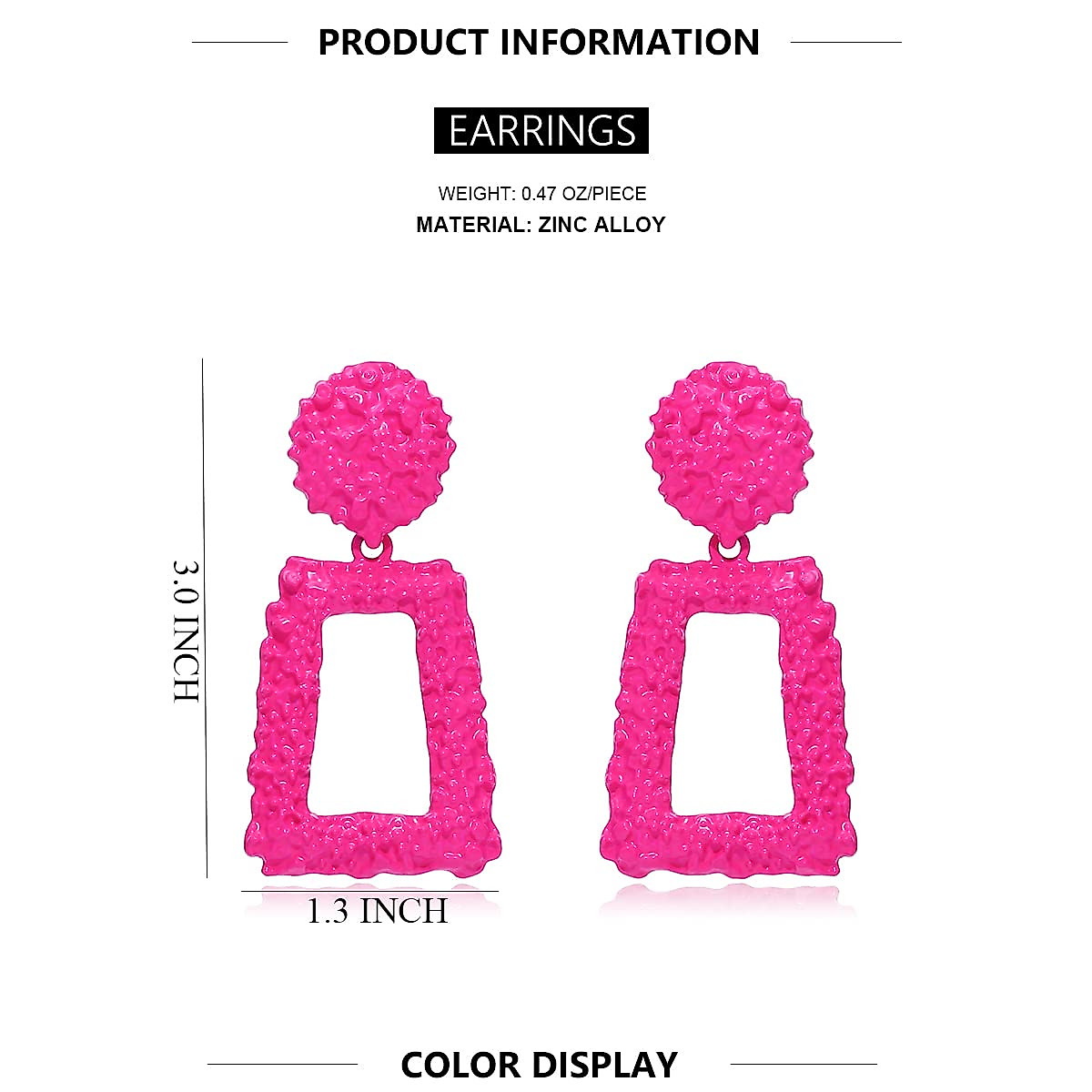 KELMALL Classic Rectangle Dangle Earrings for Women Trendy Textured Geometric Drop Statement Earring