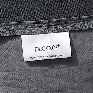 DECOSY Removable Duvet Cover for Weighted Blanket 丨 100% Cotton Duvet Cover 丨 Machine-Washable Cover for Heavy Blanket 丨 48"x72", Dark Gray