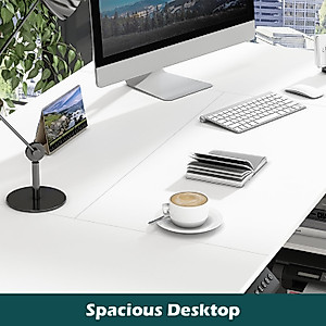 Homsee Home Office L Shaped Electric Standing Desk with Drawers and Shelves, Height Adjustable & Shape Reversible Stand up Desk, 63" Computer Desk Executive Corner Desk, White