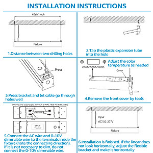 LEONLITE 4FT Linkable LED Linear Light, 3CCT 40W 3000K/4000K/5000K CCT Selectable, ETL Listed Dimmable Architectural LED Suspension Office Lighting Fixture, Matte Black Aluminum Housing, Pack of 2