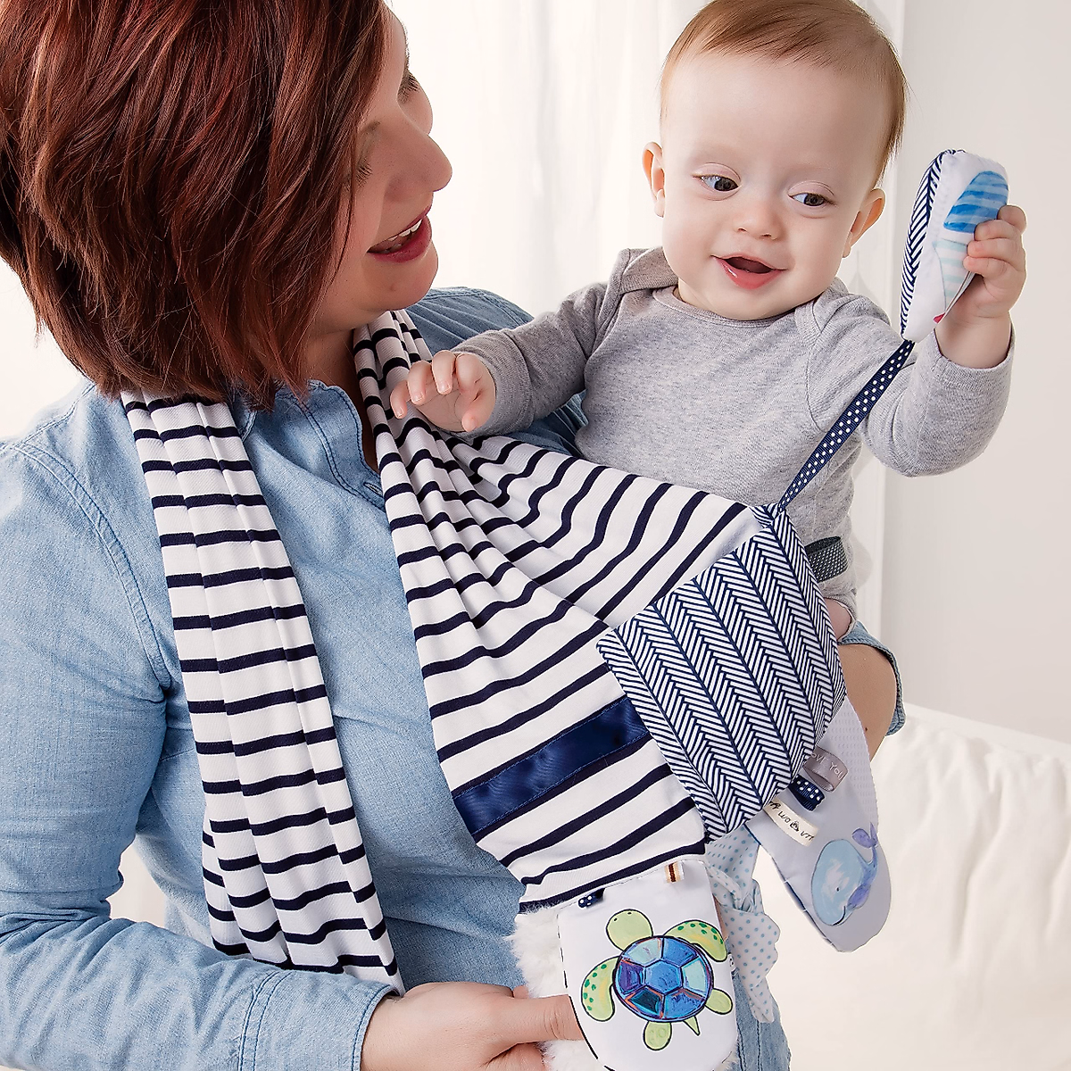 DEMDACO Baby Activity Blue Stripe One Size Fits Most Polyester Fabric Fashion Scarf