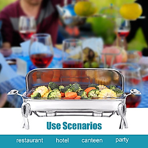 ORDINNER KIT Chafing Dish Buffet Set Stainless Steel Frame Safe Oven Glass Server with Lid Oval Food Warmer Chafing Dishes for Parties 3.2L