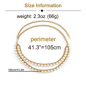 MODRSA Gold Chain Belt Gold Chain Belts for Women Gold Belt Chain Plus Size Womens Belts for Dress Layered Gold Chain Belt for Women Pearl Waist Chain