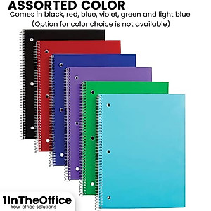 1InTheOffice Graph Composition Book, Wirebound, 8" x 10.5" Graph Paper Notebook, Assorted Colors Quad Ruled Spiral Notebook , 70/Sheets 4 Pack