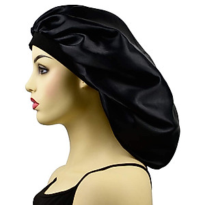 Satin Bonnets for Braids Silk Bonnet for Long Hair Covers Women XL Large Silk Hair Bonnets Sleeping Bonnets Night Sleep Cap