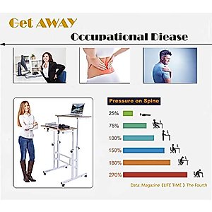 AIZ Mobile Standing Desk, Adjustable Computer Desk Rolling Laptop Cart on Wheels Home Office Computer Workstation, Portable Laptop Stand for Small Spaces Tall Table for Standing or Sitting, Oak