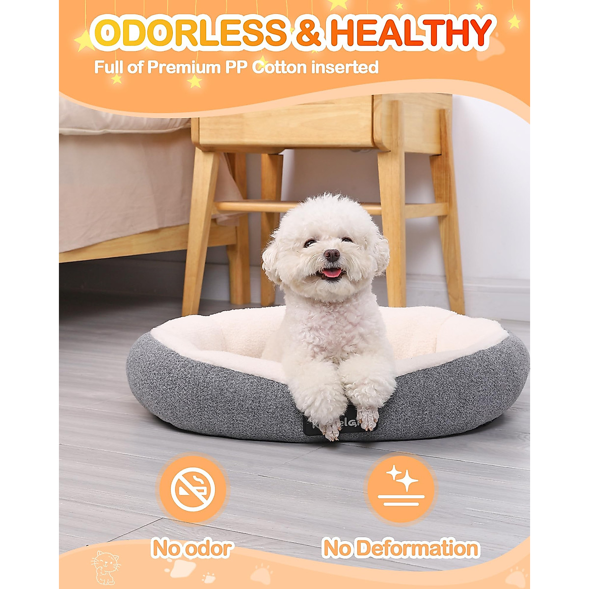 Hesiwondoo Heated Cat Bed Indoor with Adjustable Temperature Control, Heated Pet Bed for Small Dogs Auto Shutoff Soft & Cozy Donut Design, Waterproof & Flame-Retardant, Machine-Washable Cover