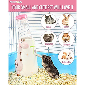 Guinea Pig Water Bottle, Small Animal Water Bottle No Drip, OVERTANG 2 in 1 125ml Rodent Pet Water Bottle No Drip for Cage Hanging Water Feeding Bottles Auto Dispenser for Hamster Guinea Pig Rabbit