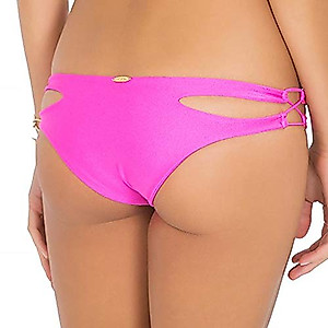Luli Fama Women's Borrachera De Mar Zig Zag Open Side Moderate Bikini Bottom, Too Hot Miami, Medium