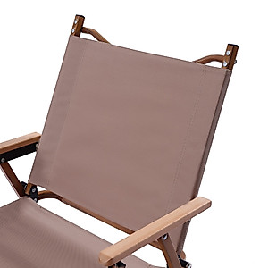 Goudergo Folding Camping Chair,Ultralight Aluminum Outdoor Beach Chair with Solid Wood Armrest,Portable Collapsible Fishing Chair for Outdoor & Indoor Hiking Lawn Picnic (Khaki)