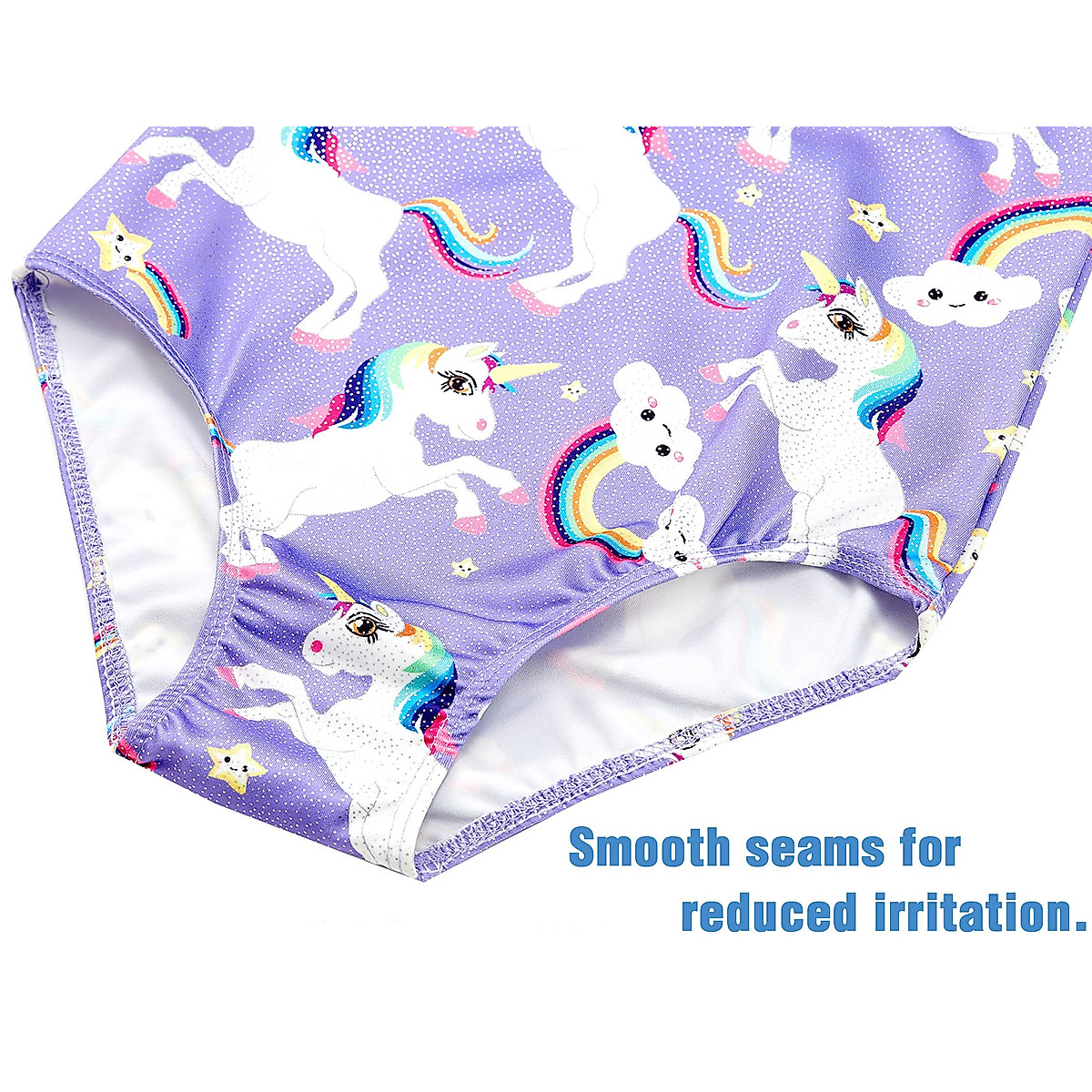 TENVDA Gymnastics Leotards for Girls with Dance Shorts 6-7 Years Old Purple Sparkly Unicorn Printed USA Kids Long Sleeve One-Piece Athletic Bodysuit Tumbling Outfit