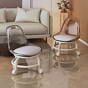 360° Swivel Chair Low Stool Rolling Stool with Backrest Low Height Roller Stool with Universal Swivel Caster Wheels for Home Office, Adult, Kids Chair (Brown)