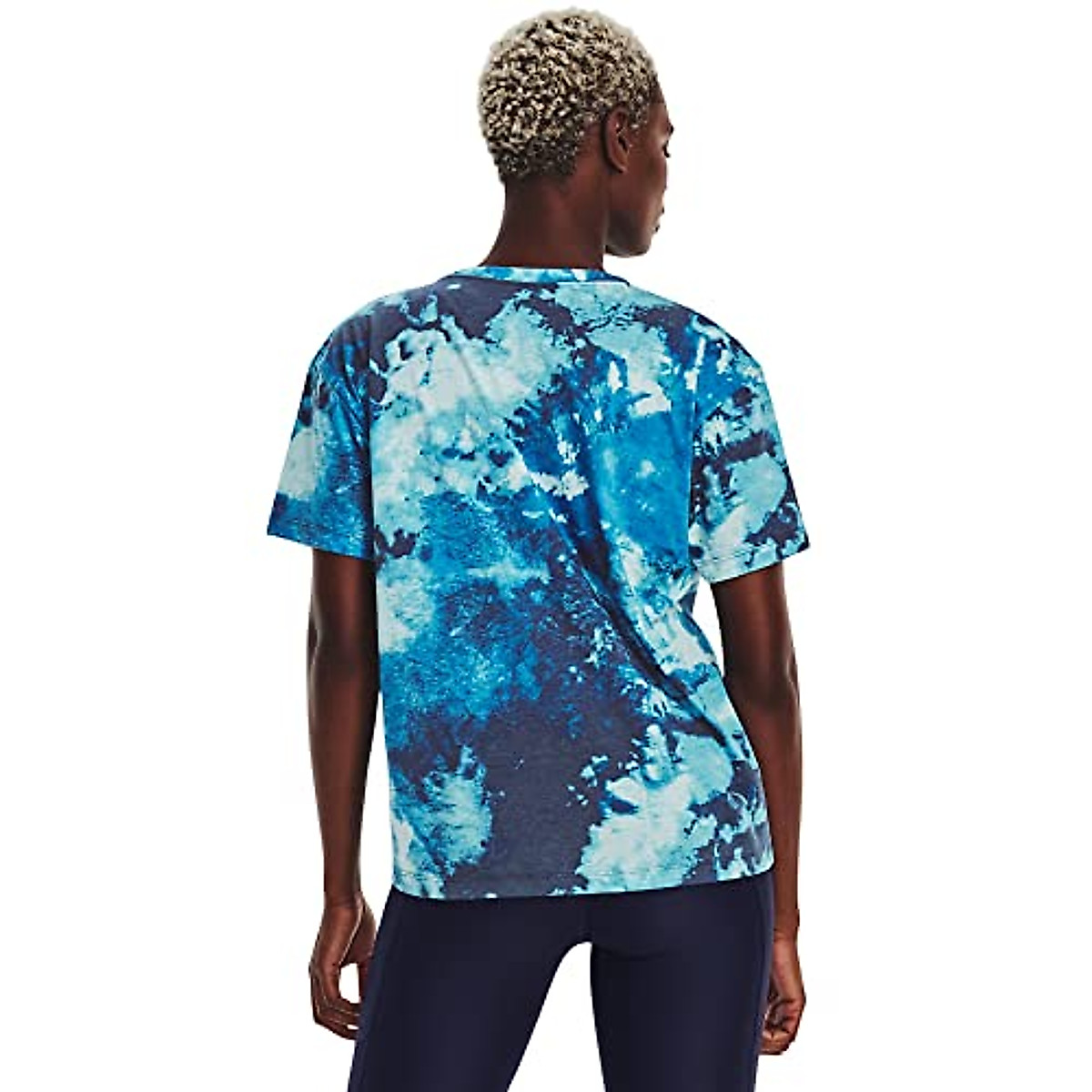 Under Armour Women's Standard Move Your Body Print Short Sleeve T-Shirt, (469) Fuse Teal / / Afterglow, X-Large