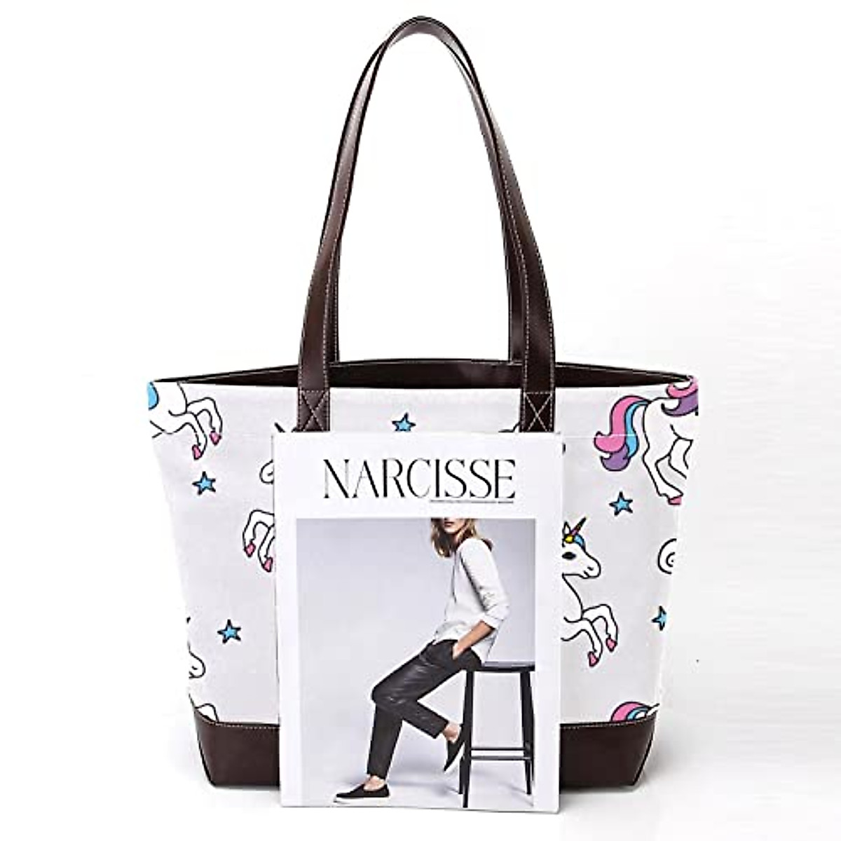 Star Unicorn Tote Bags Large Leather canvas Purses and Handbags for Women Top Handle Shoulder Satchel Hobo Bags