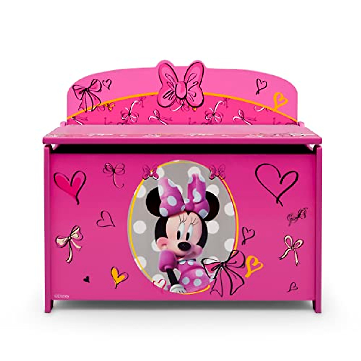 Minnie Mouse 4-Piece Playroom Set by Delta Children - Includes Table with 2 Chairs and Deluxe Toy Box, Pink