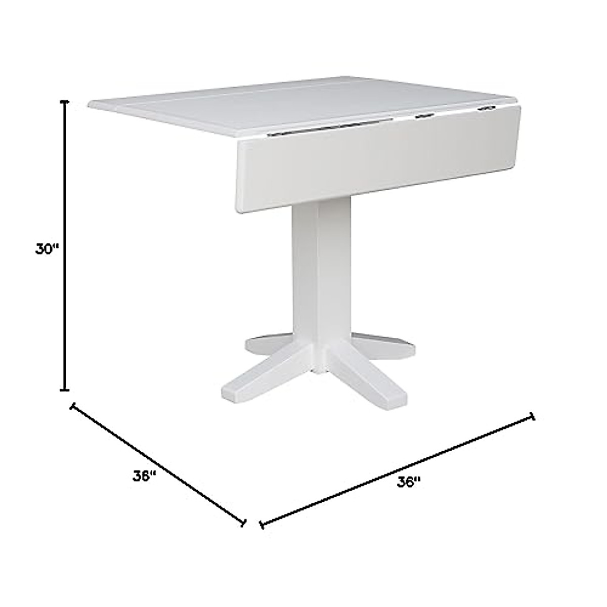 International Concepts 36" Square Dual Drop Leaf Dining Table, White