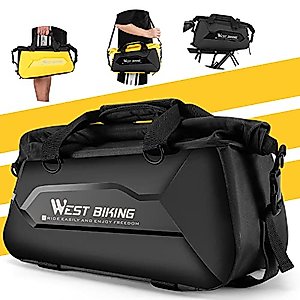 West Biking Bike Rack Bag - 3 in 1 Bicycle Trunk Pannier Bag, 13L/24L Capacity Bike Rear Seat Bag with Waterproof Carbon, Bicycle Rack Rear Carrier Bag with Shoulder Strap (Black)