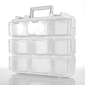 Joelver Maker Sewing Storage Oraganizer with 16 Detachable boxes, Double side Organizer case for LOL suprise dolls,Wheels Car, for Matchbox Cars, for Mini Toys，thread organizer，screw,notion storage