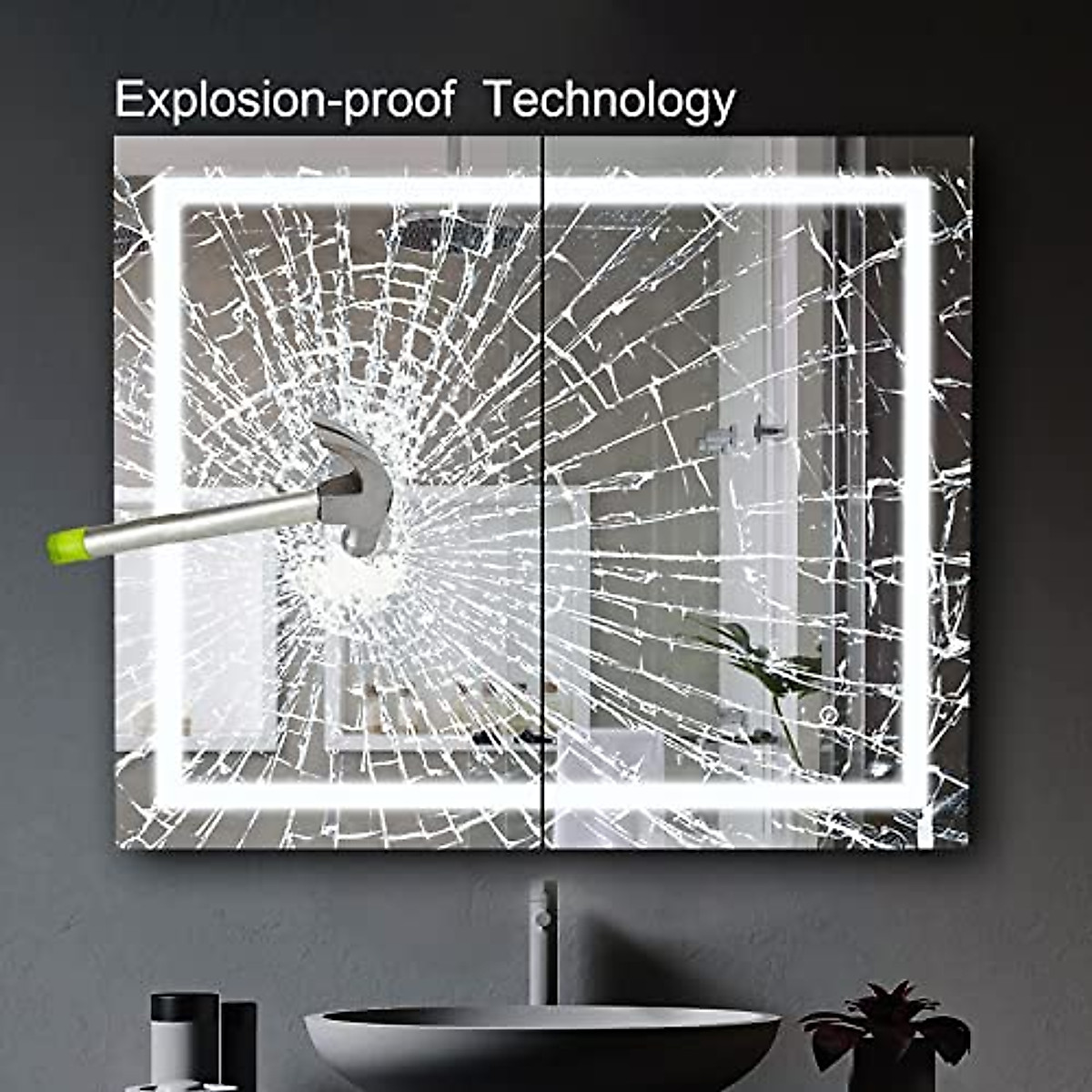 Wemin Smart Home Recessed or Surface 36x30 Inch LED Mirror Medicine Cabinet with Adjustable Color Temp, LED Lighted Medicine Cabinet w/Defogger, Light Color Dimmer(2700-6500K), Outlets & USB (36 x 30)