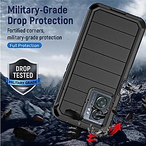 YmhxcY for OnePlus Nord N300 5G Case with Built in Screen Protector/Drop Proof 3-Layer Durable Cover,Shockproof Drop Protection Solid Rubber Case for OnePlus Nord N300 5G-Black