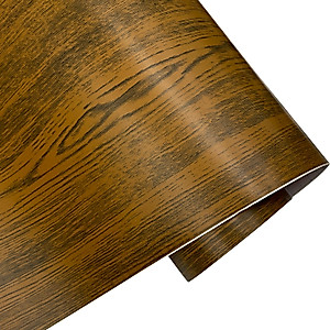 Yifely Dark Brown Walnut Wood Grain Countertop Decor Paper Self-Adhesive Shelf Liner Door Sticker 17.7 Inch by 9.8 Feet