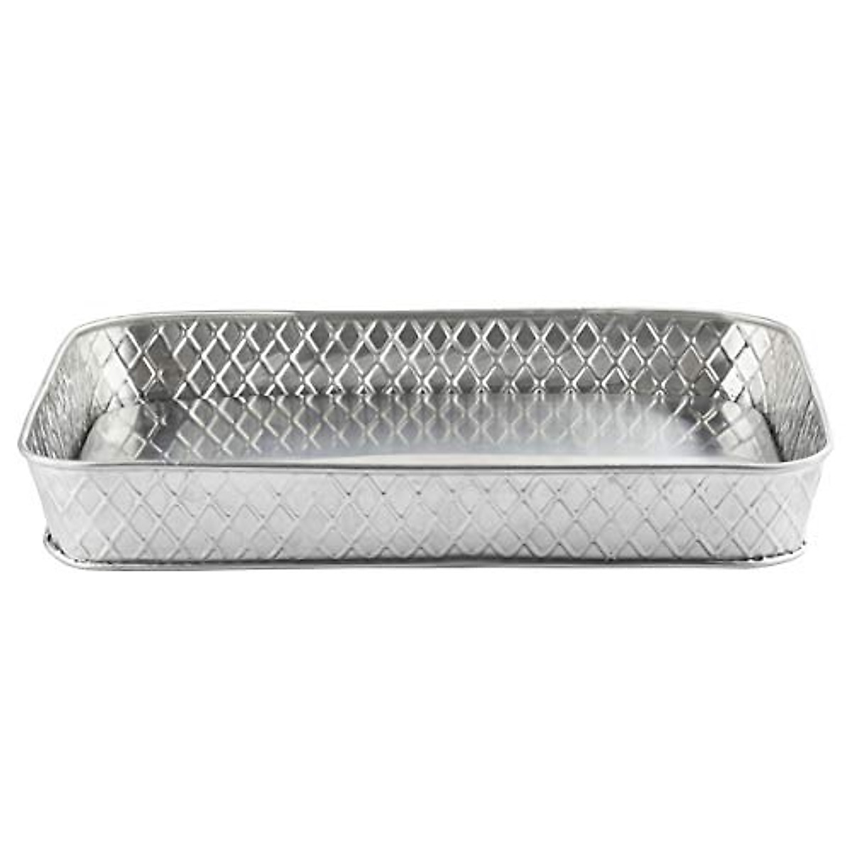 Tablecraft Lattice Collection 12 x 9 x 1.5" Rectangular Platter, Stainless Steel
