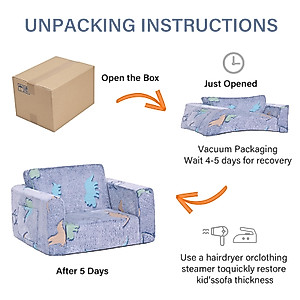 Welnow 2-in-1 Kids Sofa Chair, Convertible Toddler Chair Flip Out Children Sofa Chair Folding Kids Play Sofa with Side Pockets & Removable Cover Armrest Chair for Girl or Boy