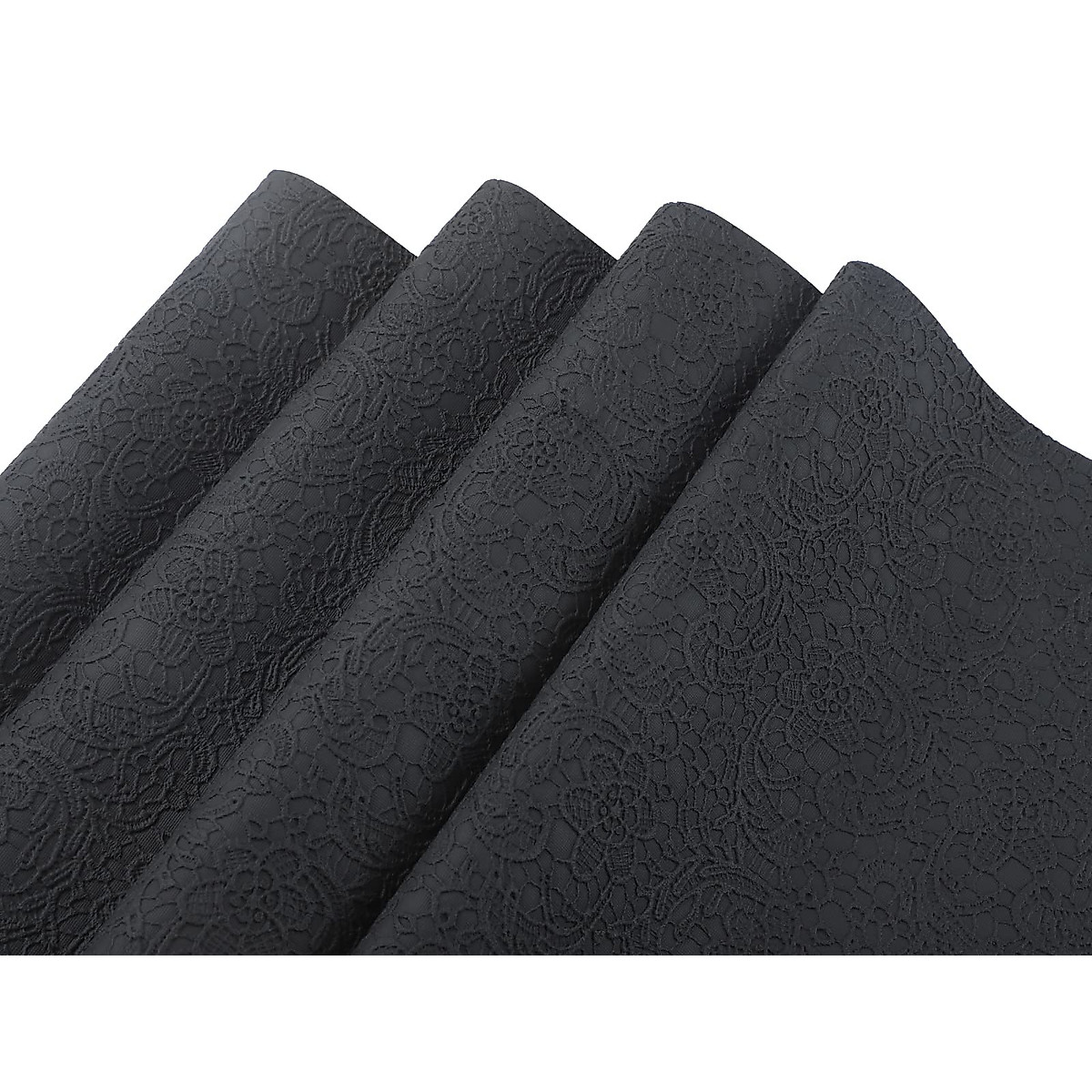 Picheng Embossed Faux Leather Sheets: Flower Textured Leather Rolls 13.8"X53"(35cmX135cm),Faux Leather is Great for Making Crafts,Leather Earrings, Bows,Sewing DIY Projects (Black)