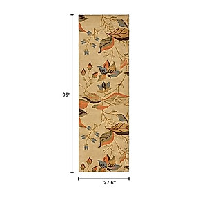 SAFAVIEH Blossom Collection 2'3" x 8' Beige / Multi BLM913C Handmade Floral Premium Wool Runner Rug