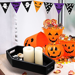 Chunful Wood Coffin Tray Halloween Black Charcuterie Board Coffin Serving Trays Wooden Coffin Spooky Gothic Home Table Decor(13.3 Inch)