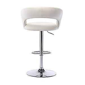 Brage Living Wide Bar Stool, Modern PU Leather Swivel Adjustable Barstool with Hollow Back and Arms, Upholstered Airlift Counter Height Bar Chair for Kitchen Dining (Ivory)