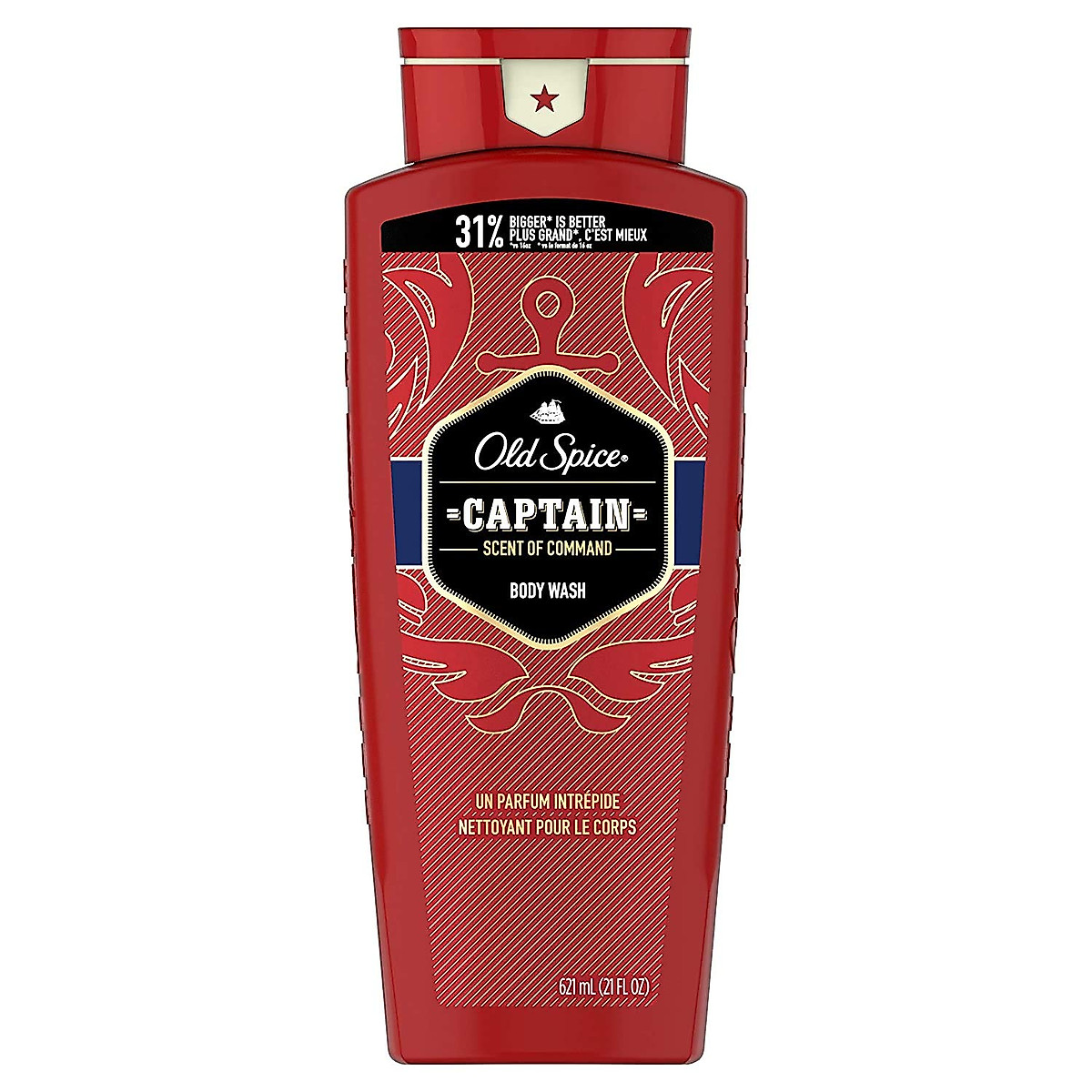 Old Spice Body Wash for Men, Captain Scent of Command, 21 Fl Oz (Pack Of 4)