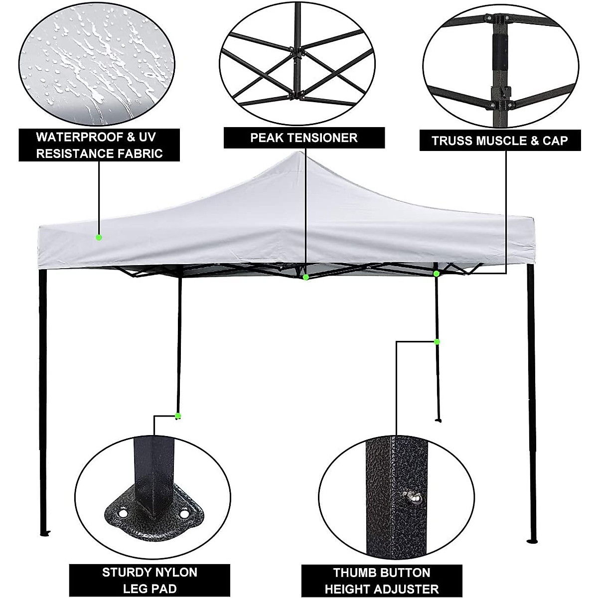 Meet perfect 10 x 10 Pop Up Canopy Tent, Easy Set Up Shade Canopy Instant Outdoor Canopy Portable Ez Up Gazebo w/Carrying Bag & 4 Weight Bags Adjustable Tent for Parties Camping, White
