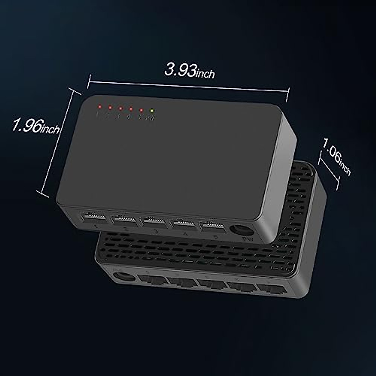 TEROW Ethernet Switch,5 Port Gigabit Unmanaged Network Switch, Portable Switch | Plug & Play | Fanless Housing, Black