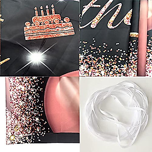 Happy 12st Birthday Backdrop Banner Black Pink 12th Sign Poster 12 Birthday Party Supplies for Anniversary Photo Booth Photography Background Birthday Party Decorations, 72.8 x 43.3 Inch