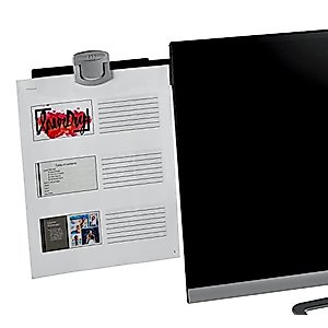 3M Monitor Mount Document Clip Copy Clip, Mounts Right or Left with Command™ Adhesive, Use on Monitors and Laptops for Easy Viewing and Reduced Clutter, Holds up to 30 Sheets, Black (DH240MB)