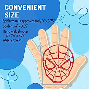 SUPERHERO COOKIE CUTTERS Inspired By Spiderman Head/Face/Mask, Spidey-Shaped Hand, Spider/Arachnid and Spider Man Web 3D Printed Cookie Cutters (4 Pack)