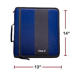 Case-It The Classic Zipper Binder - 2 Inch O-Rings - Multiple Pockets - 350 Sheet Capacity - Comes with Shoulder Strap - Midnight Blue D-251 (6 Pack)