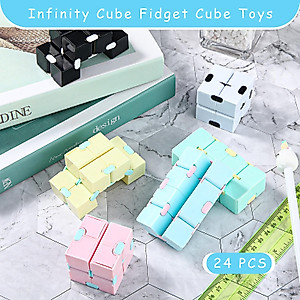 24 Pieces Cubes Toys Mini Blocks Cube Bulk Gadget Sensory Toy Hand Held Blocks Finger Gadget Gift for Adults Anxiety Stress Relief Game(Cute Style)