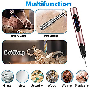 Topretty Electric Engraving Pen Kit, Cordless Rechargeable Grinding Pen with 35 Bits,Portable Mini Engraver Tools,DIY Rotary Etching Pen for Carving Glass Plastic Wood Ceramics Jewelry Manicure-Rose