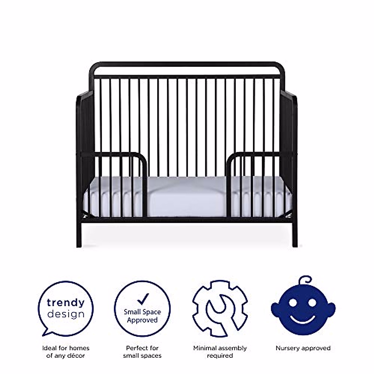 Baby Relax Juniper Metal Toddler Guardrail, Matte Black